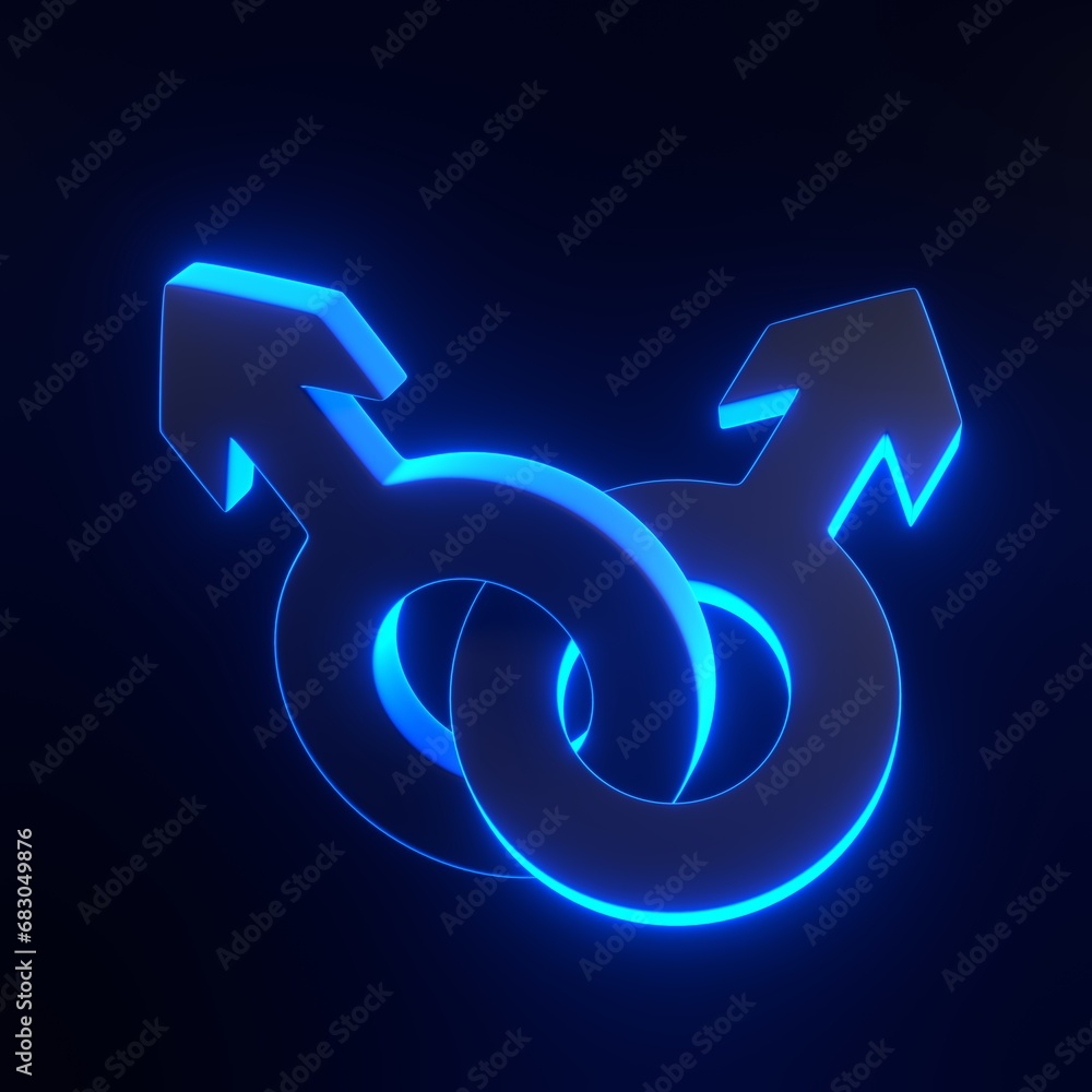 Male symbols intertwined with each other with bright glowing futuristic ...