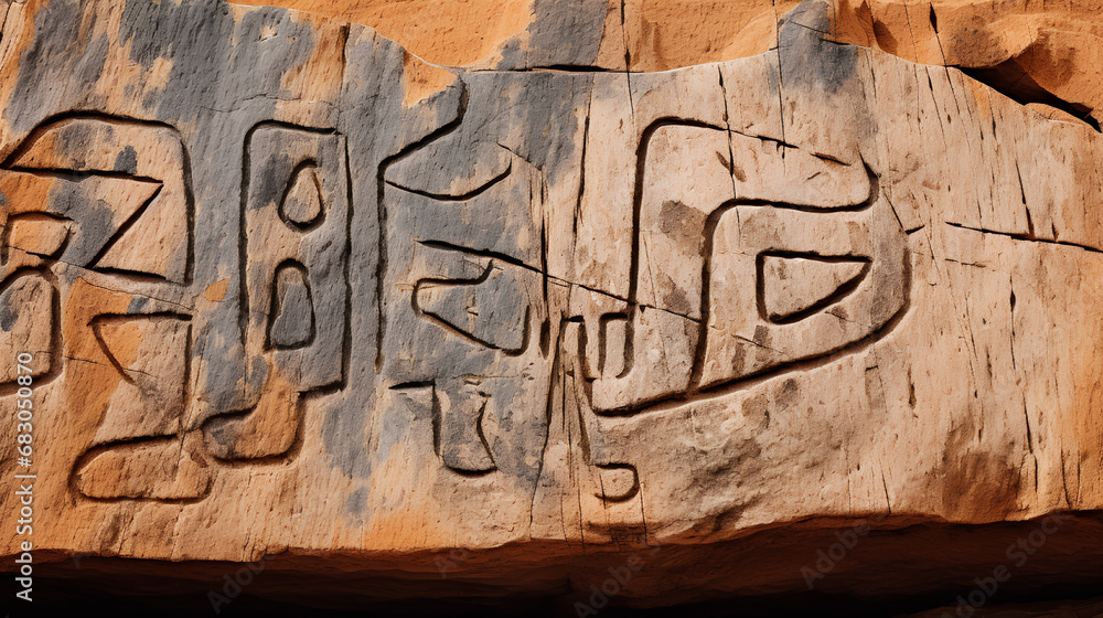 Ancient Rock Engravings: Primitive Petroglyphs, Silhouettes of Faces ...