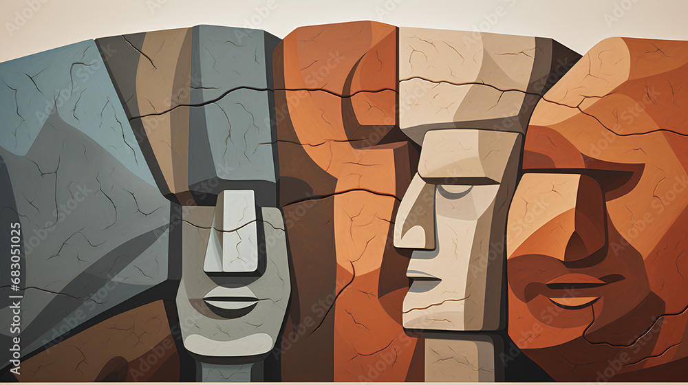 Ancient Rock Engravings: Primitive Petroglyphs, Silhouettes of Faces ...