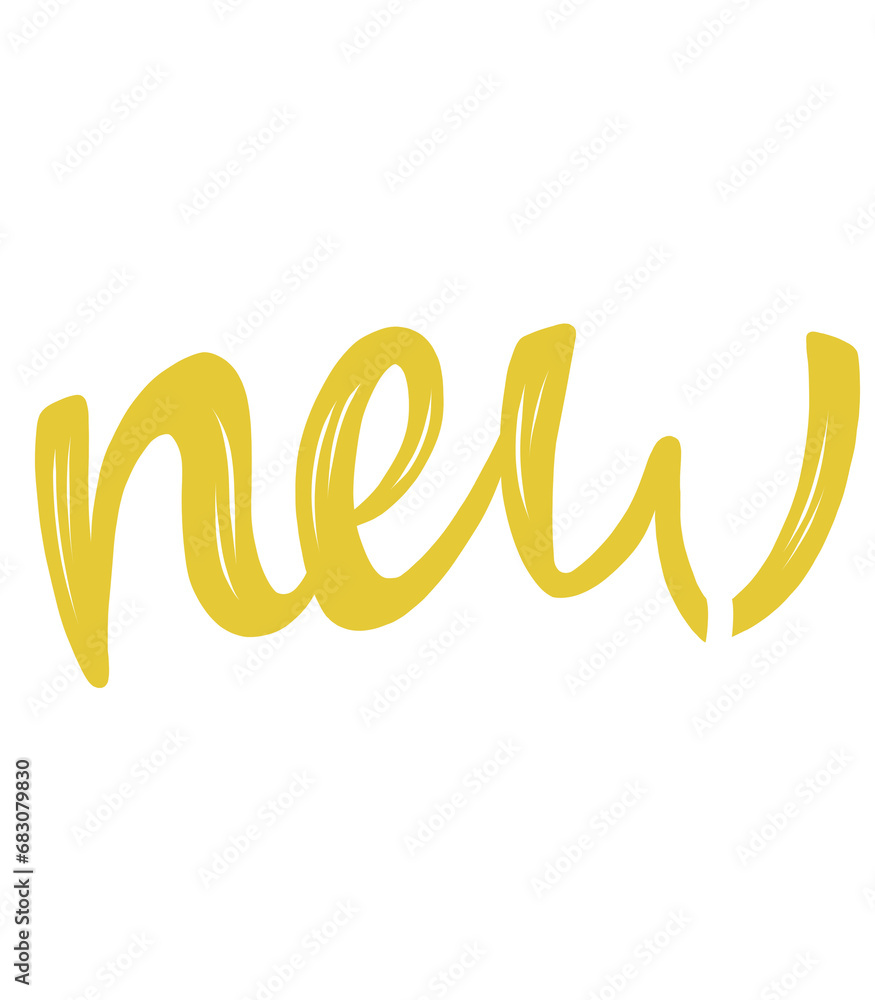 Lettering aislado con las palabras feliz año nuevo en letras cursivas y ...