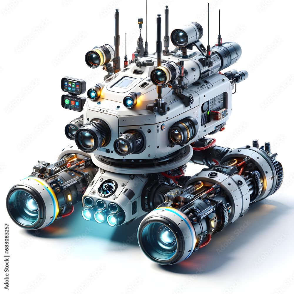 Futuristic Modular Robot 3D Illustration: Multifunctional Machine with ...