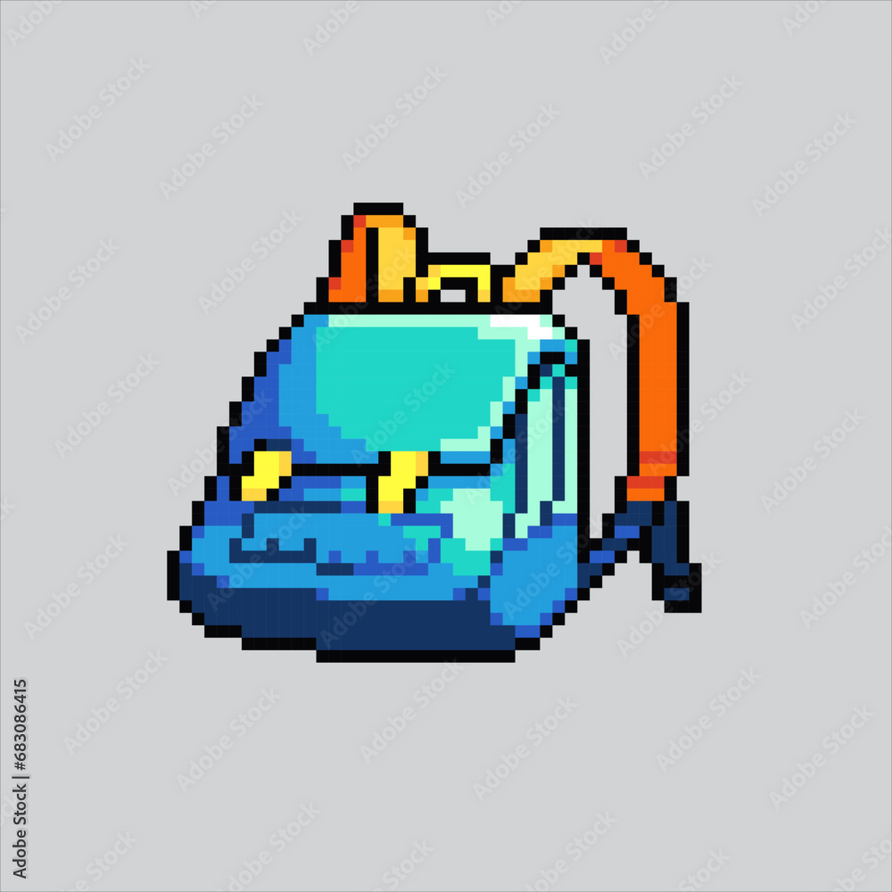 Pixel art illustration Backpack. Pixelated Backpack. School Backpack ...