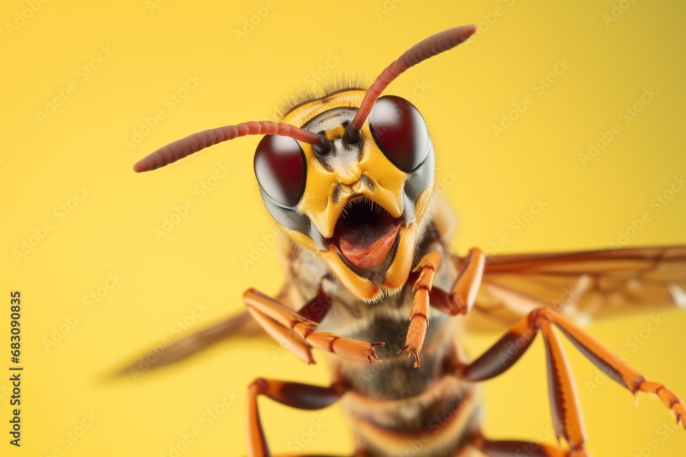 Studio portrait of shocked wasp with surprised eyes, concept of ...