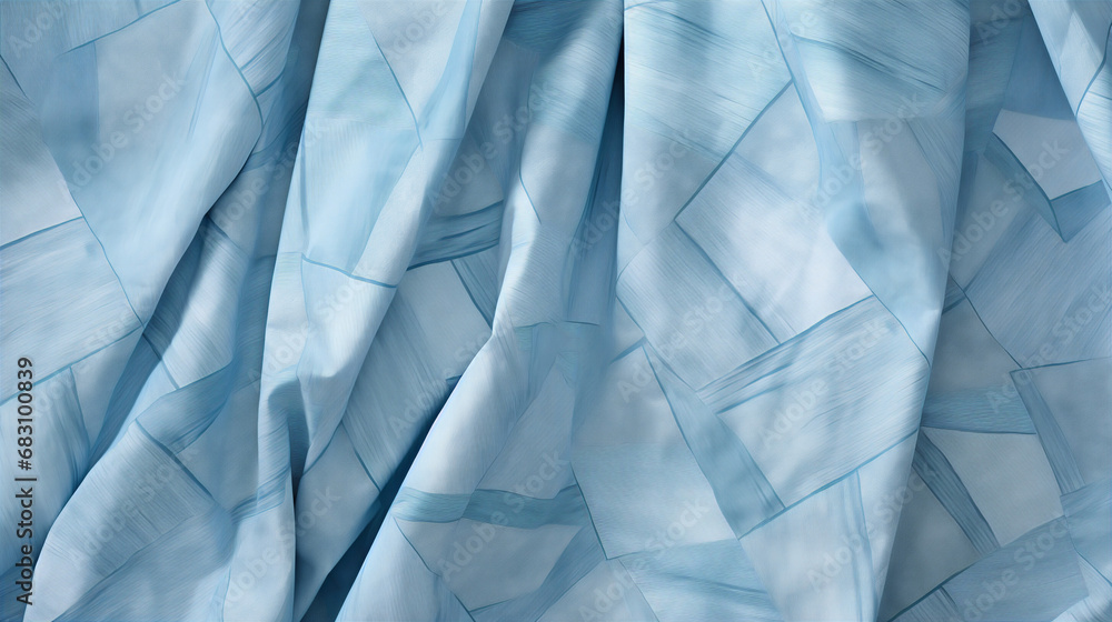 Gros plan d'un tissu bleu avec effets de géométrie, de reliefs avec des ...