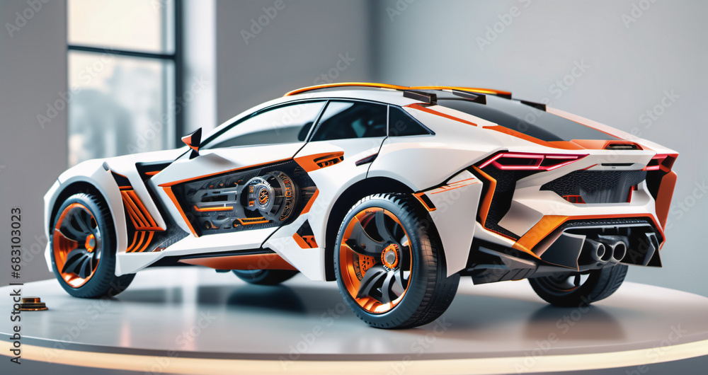 custom car, mecha or robotic style of city car, robot shape, masculine ...