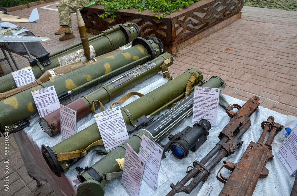 Captured trophy russian rocket-propelled anti-tank grenade is an ...