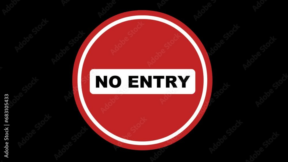 video animation roadsign with the text no entry sign, on a transparent ...