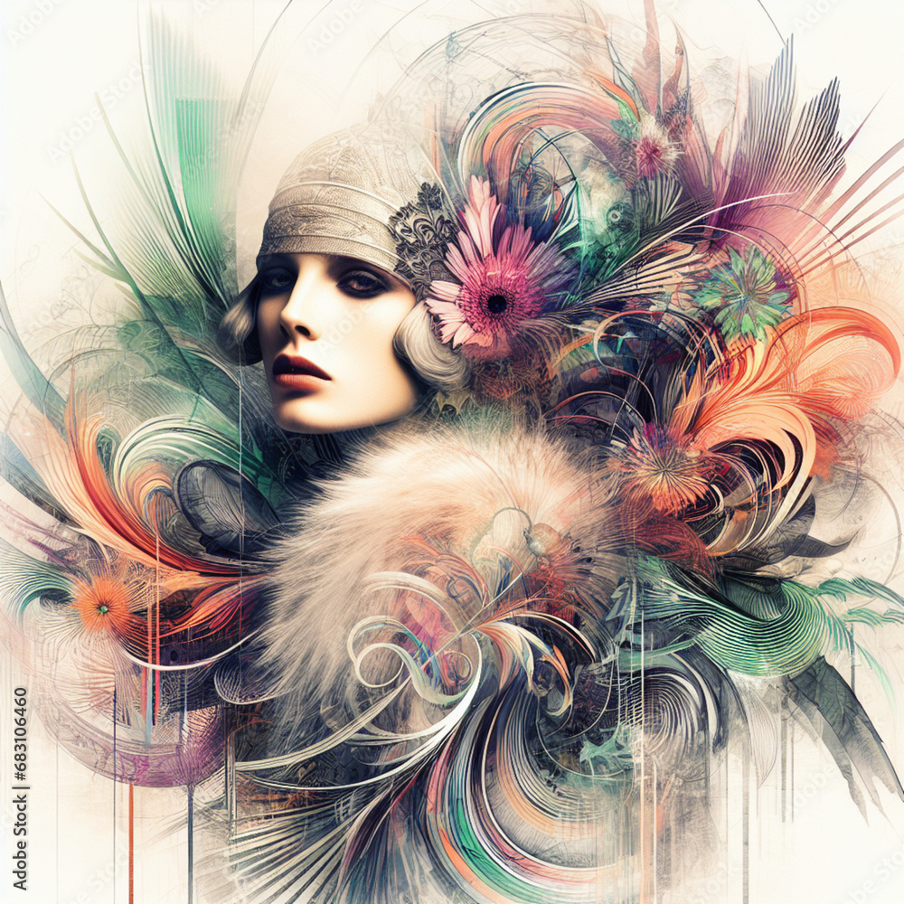 ภาพประกอบสต็อก Abstract fantasy illustration featuring a close up ...