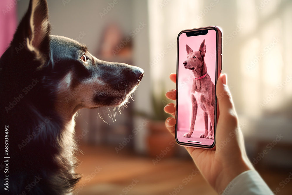 Generative AI illustration anonymous person holds up a smartphone ...