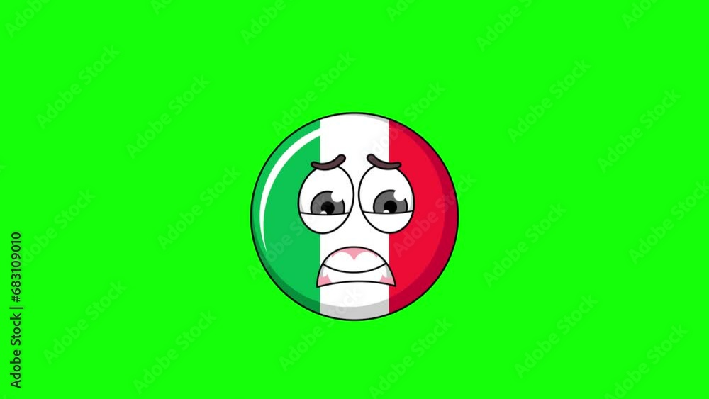 flag of italy cartoon with a face screaming in fear, emoji emoticon ...