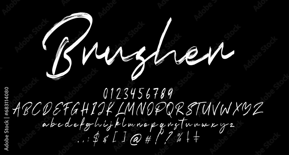 Brusher Brush font script vector lettering. Best Alphabet Alphabet ...