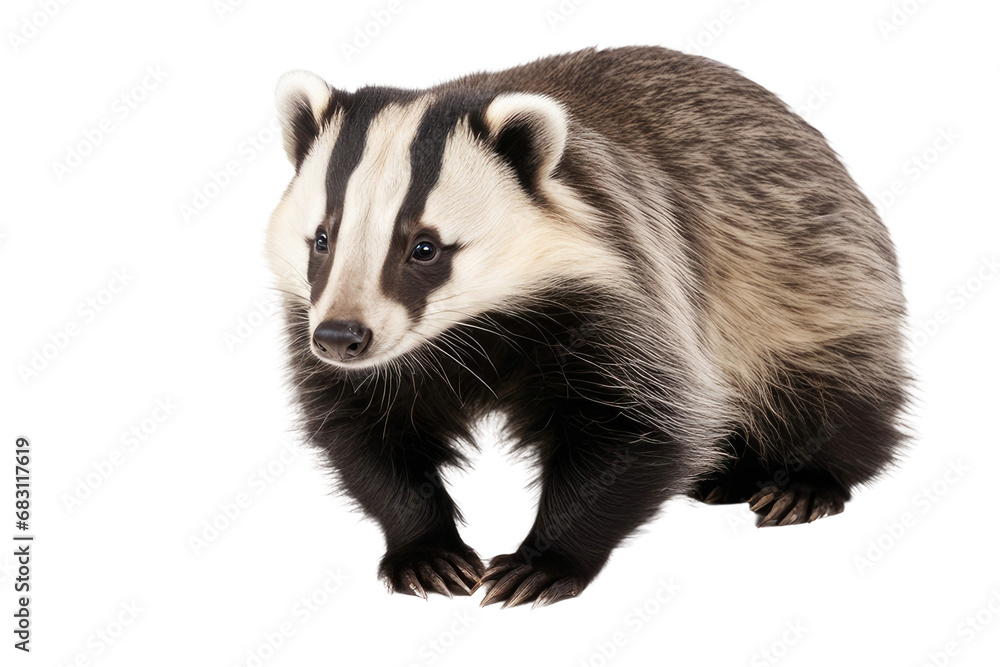 a high quality stock photograph of a single cute smiling badger full ...