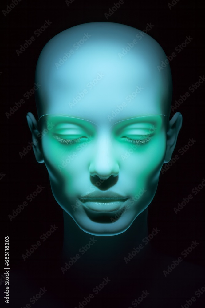 3d rendered illustration of a head, future human, human face, cyborg ...