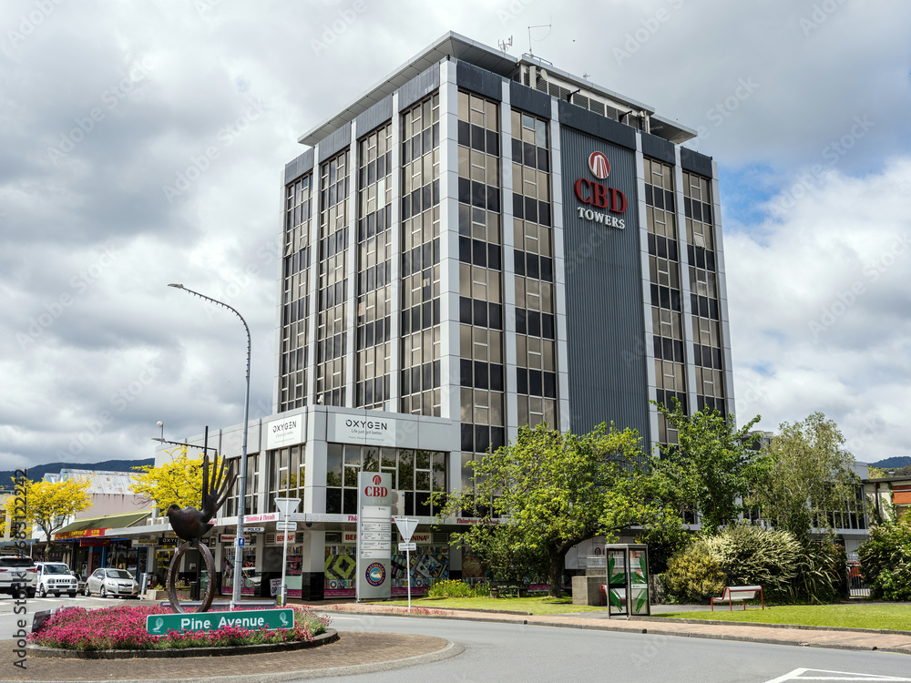 CBD Towers building. Former Astral Towers. Upper Hutt, New Zealand ...