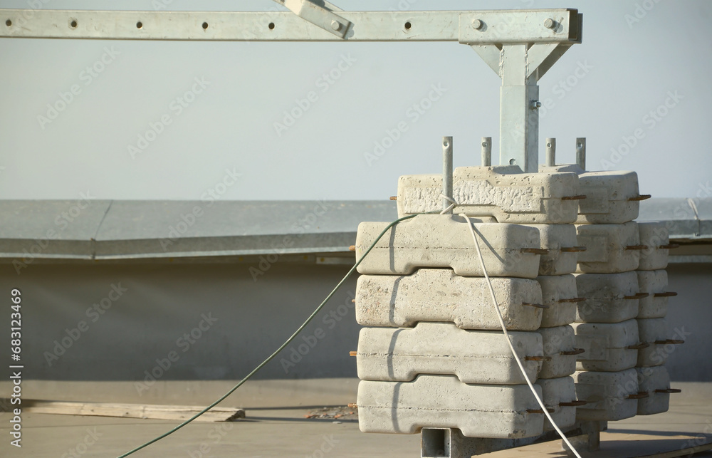 Counter weight or weight balance concrete blocks or bricks as part of ...