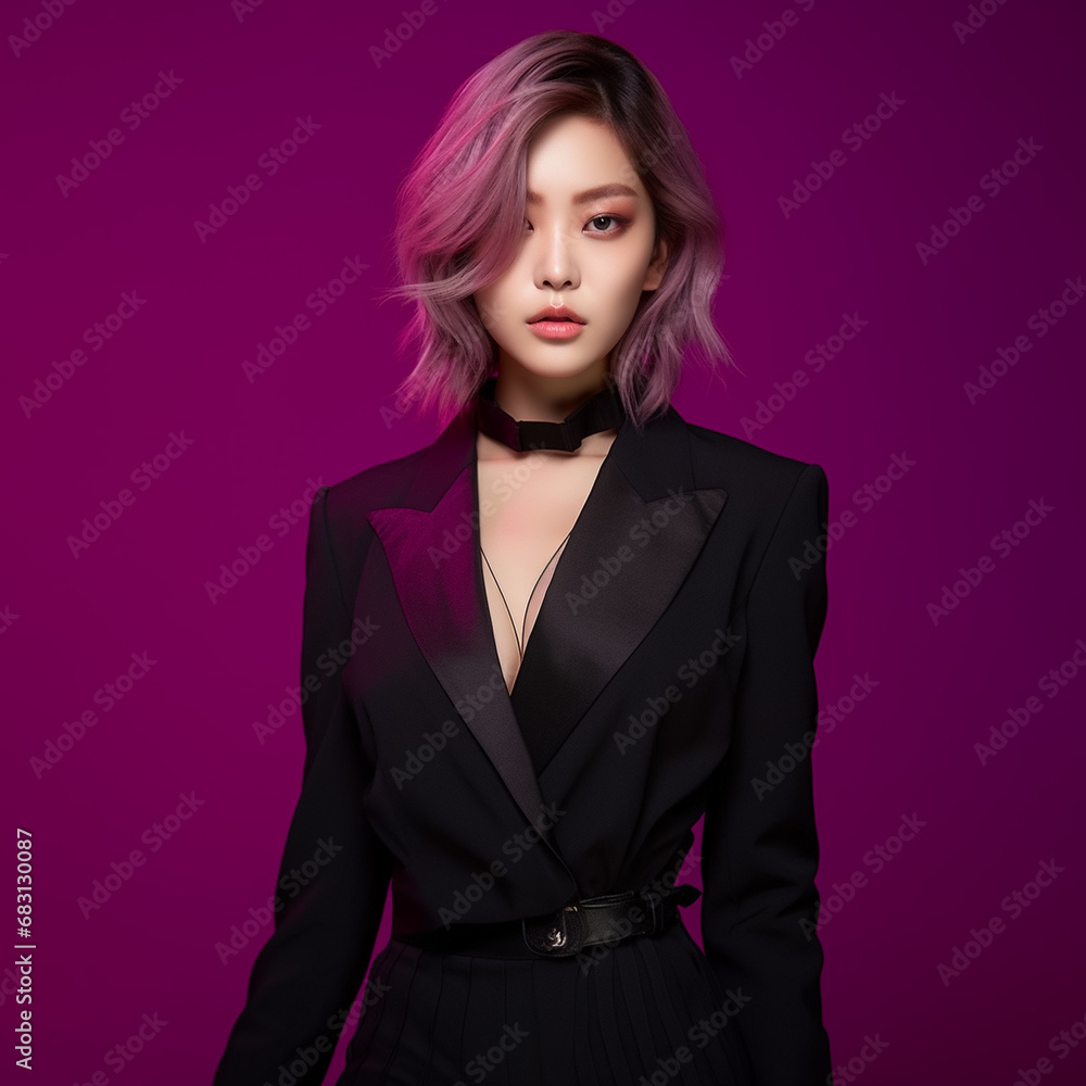 Stylish Korean model, K-Pop vocalist with trendy fashion and artist ...