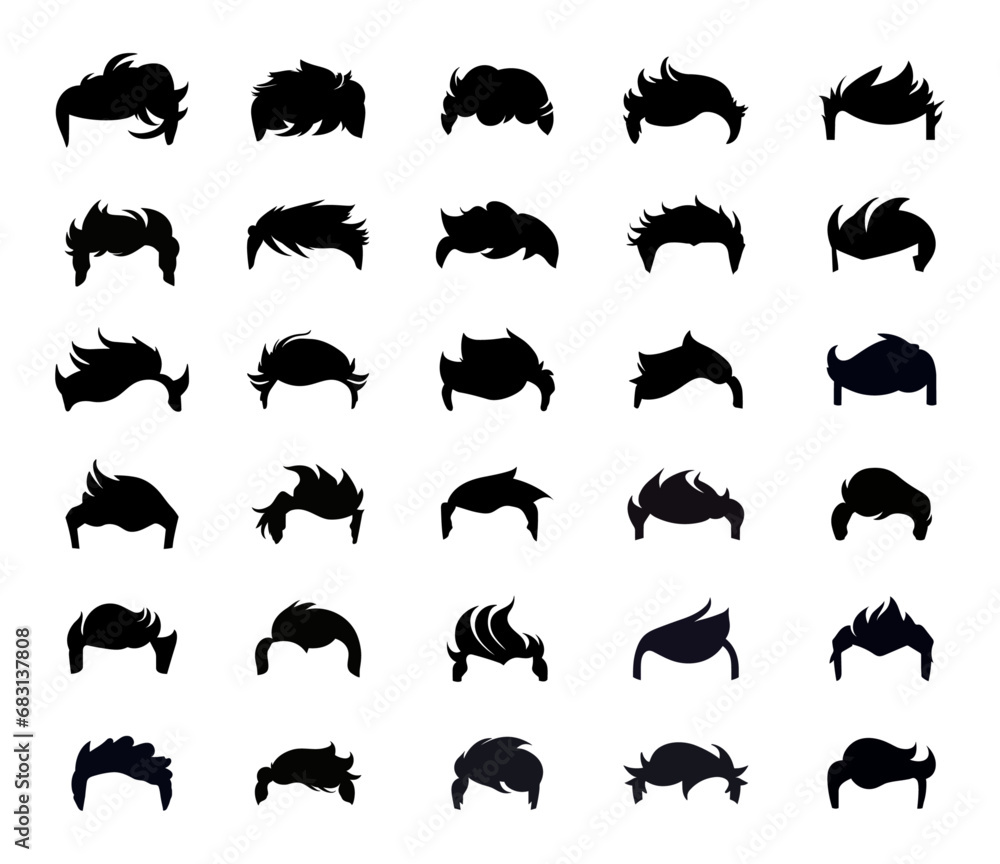 Male Haircuts, Hairstyles Vector Set. Hipster Men Style Big Collection ...