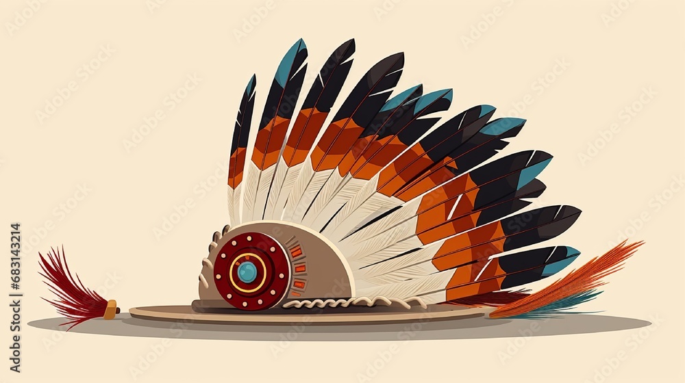 A whimsical clipart depiction of a pilgrim's hat and a Native American ...