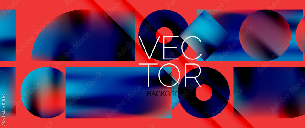 Squares and circles design. Fluid color gradients with metallic effects ...