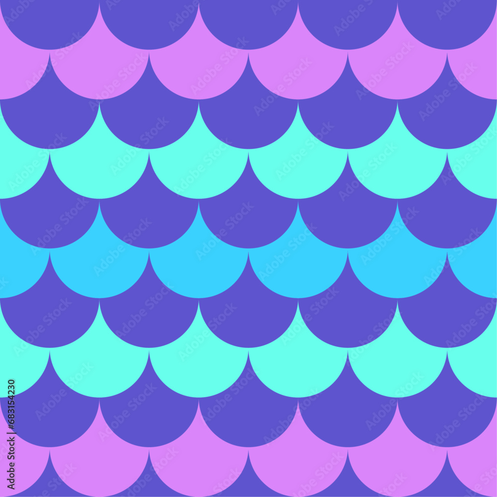 Traditional Japanese mermaid fish scales, Japanese wave, repeat ...