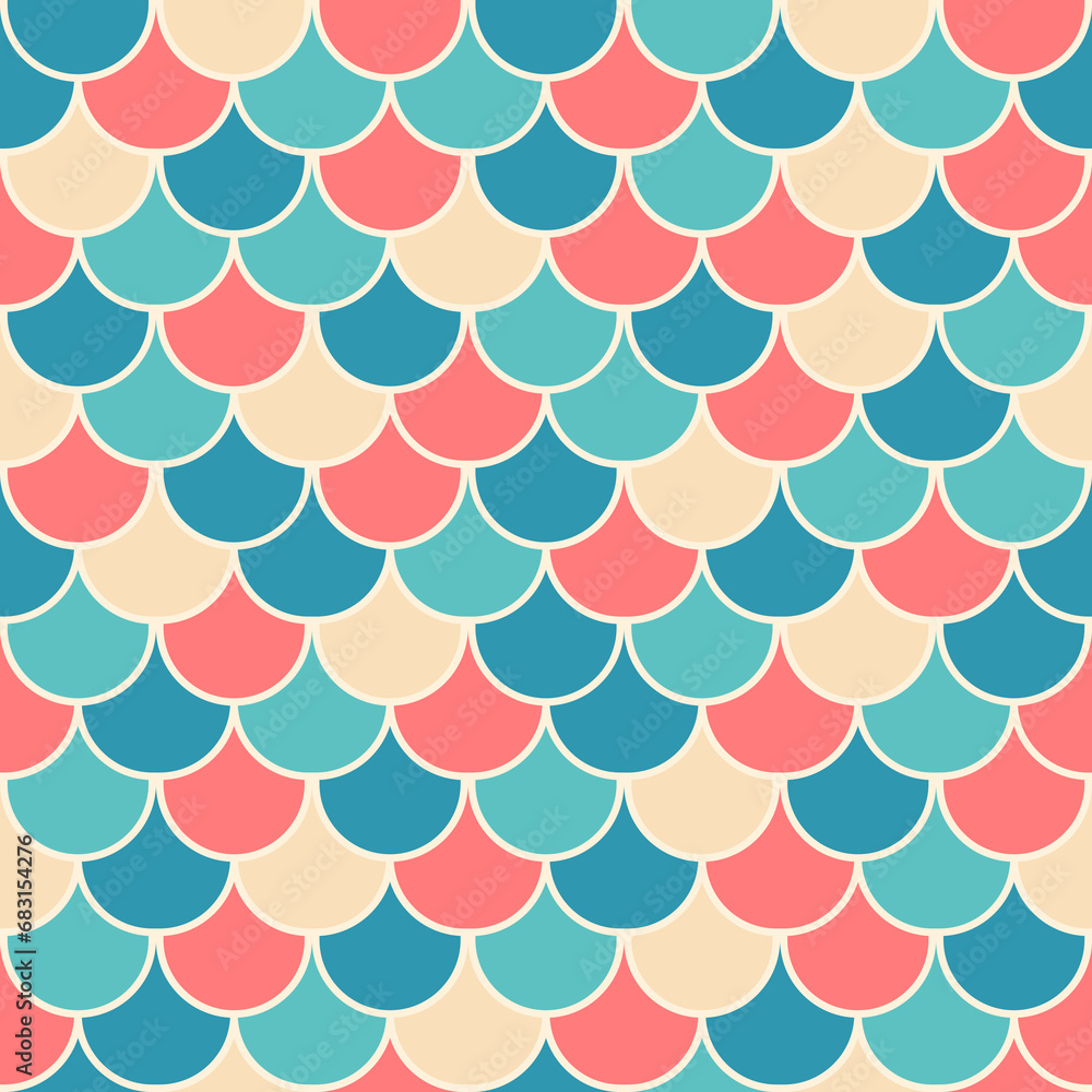 Traditional Japanese mermaid fish scales, Japanese wave, repeat ...