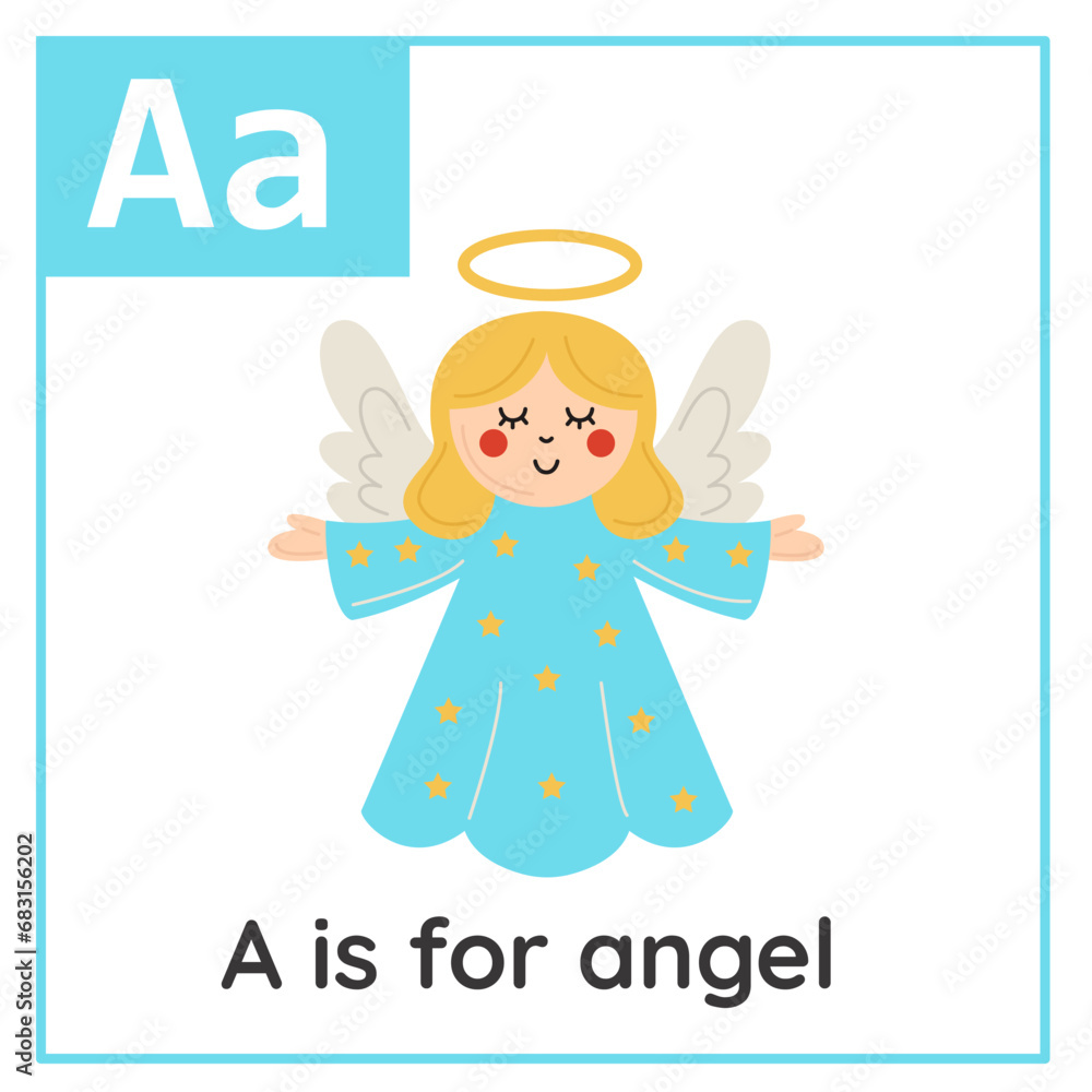 Learning English alphabet for kids. Letter A. Christmas cards ...