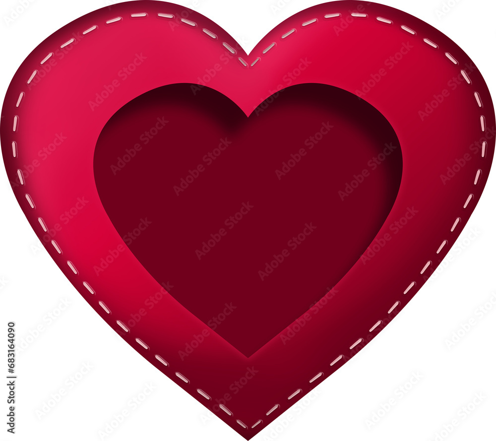 Digital png illustration of big red sewn heart on transparent ...