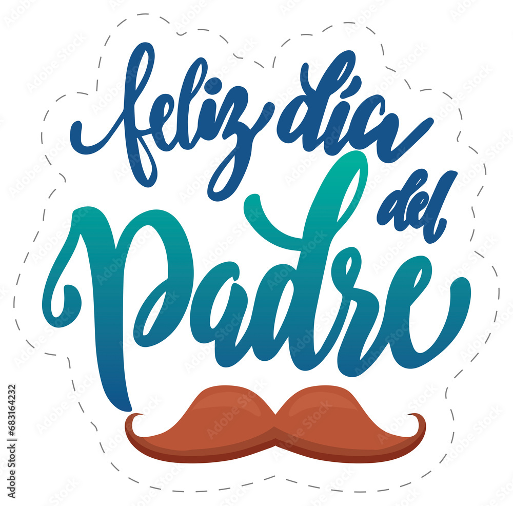 Digital png illustration of feliz dia del padre text and moustache on ...