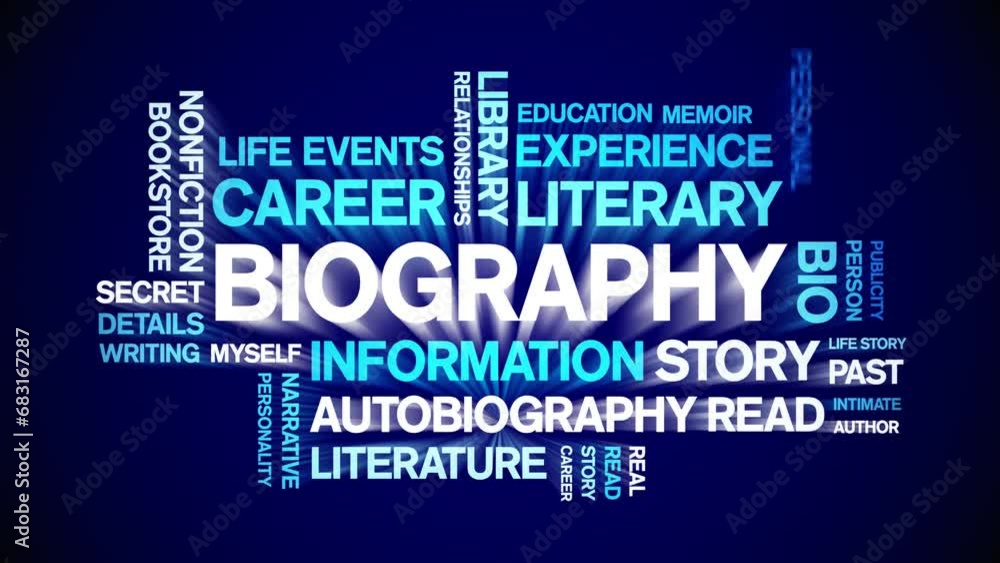Biography animated tag word cloud;text design animation kinetic ...