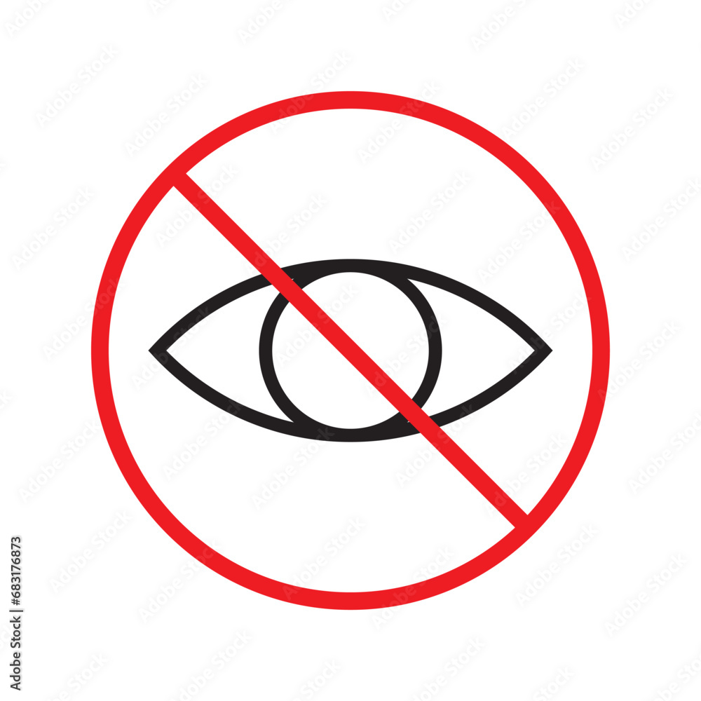 Forbidden eye vector icon. Warning, caution, attention, restriction ...