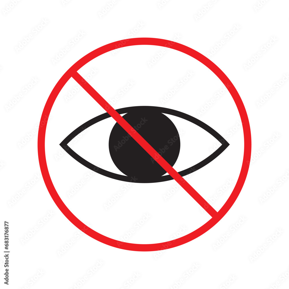 Forbidden eye vector icon. Warning, caution, attention, restriction ...