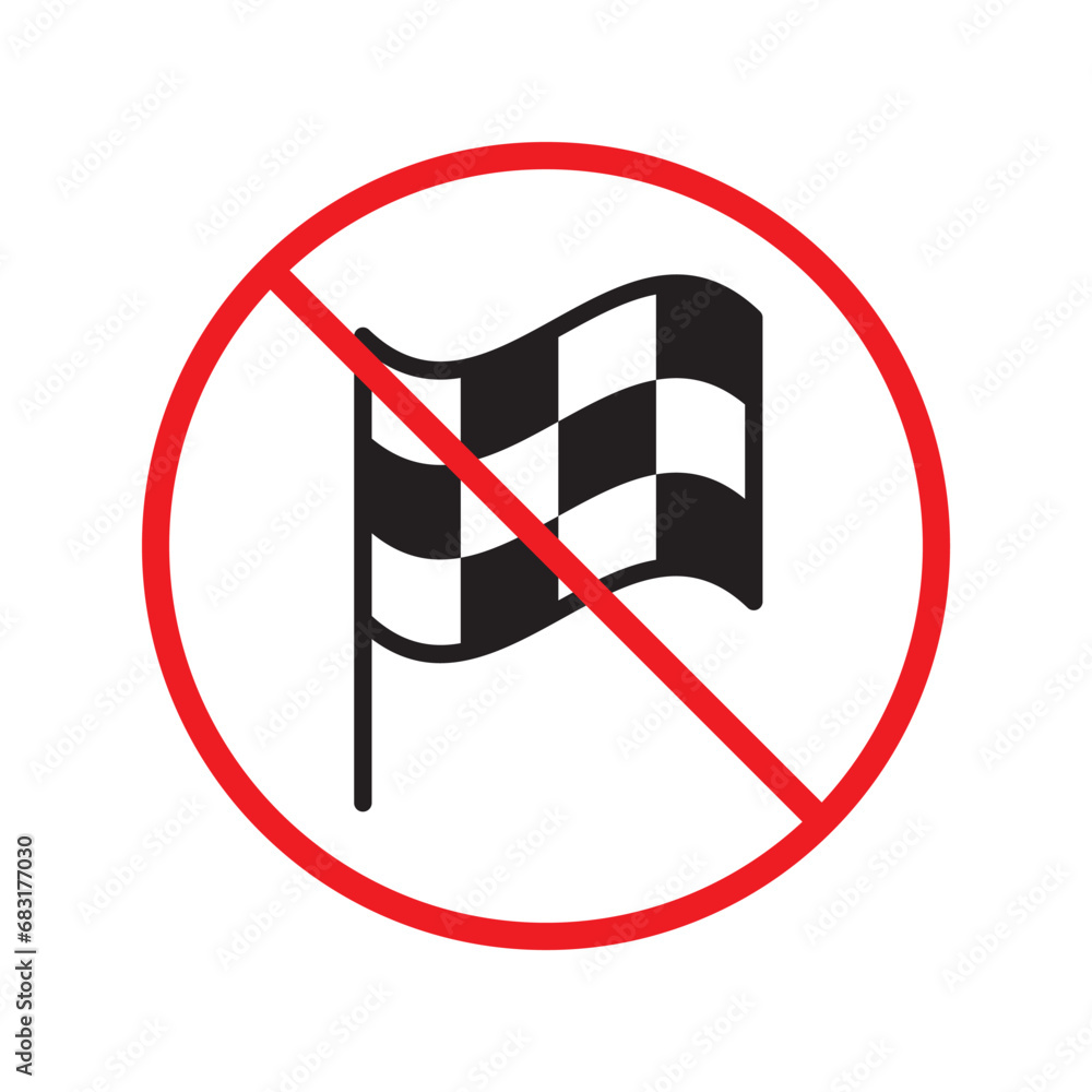 Forbidden formula 1 flag vector icon. Warning, caution, attention ...