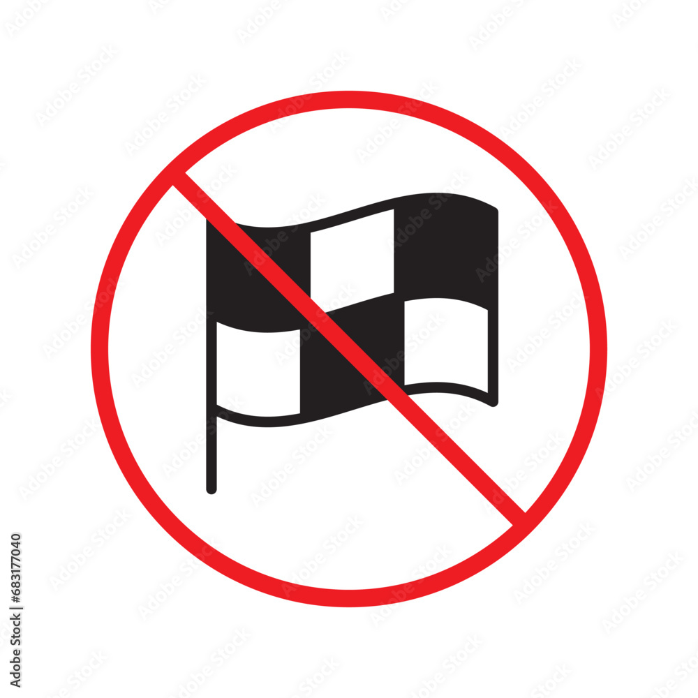 Forbidden formula 1 flag vector icon. Warning, caution, attention ...