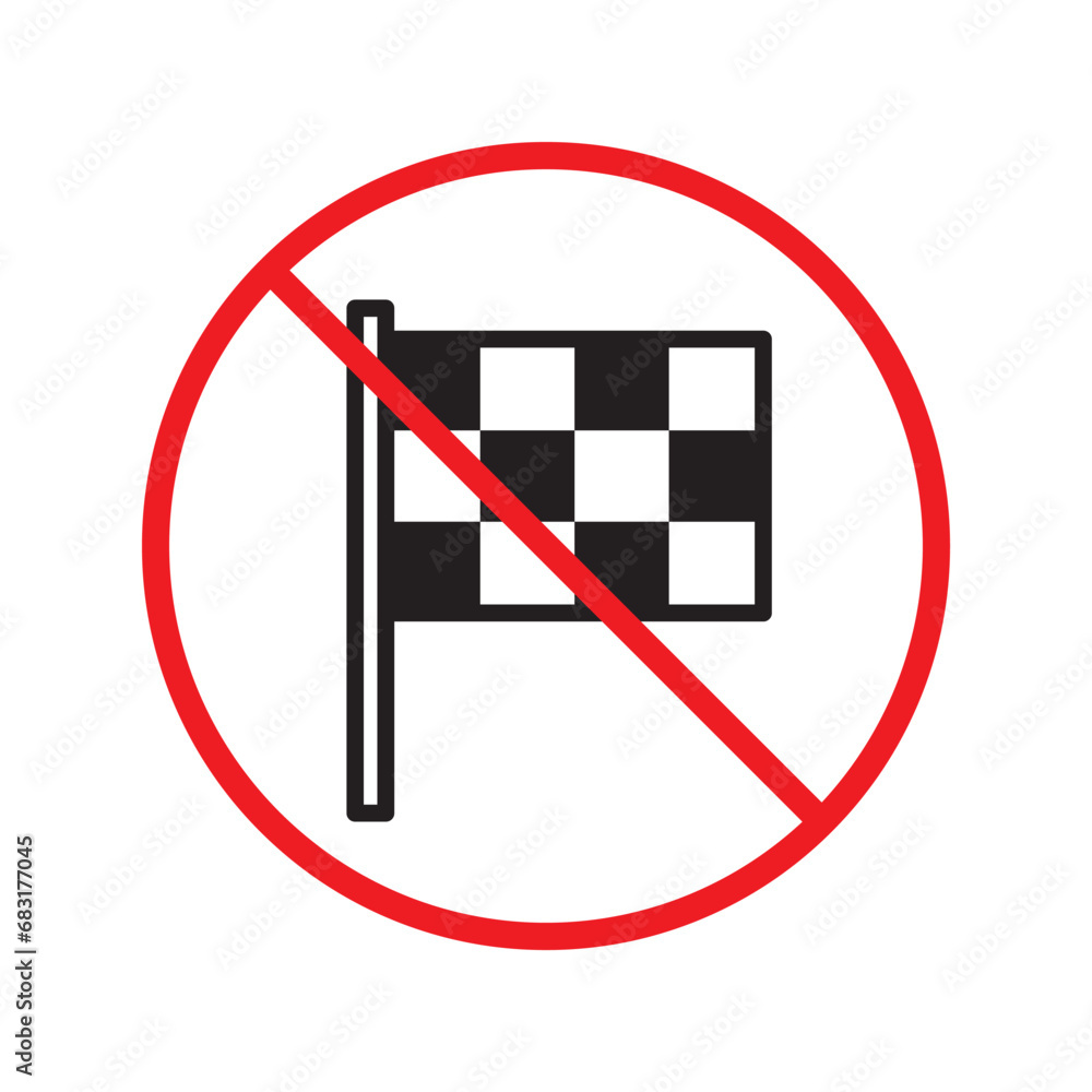 Forbidden formula 1 flag vector icon. Warning, caution, attention ...