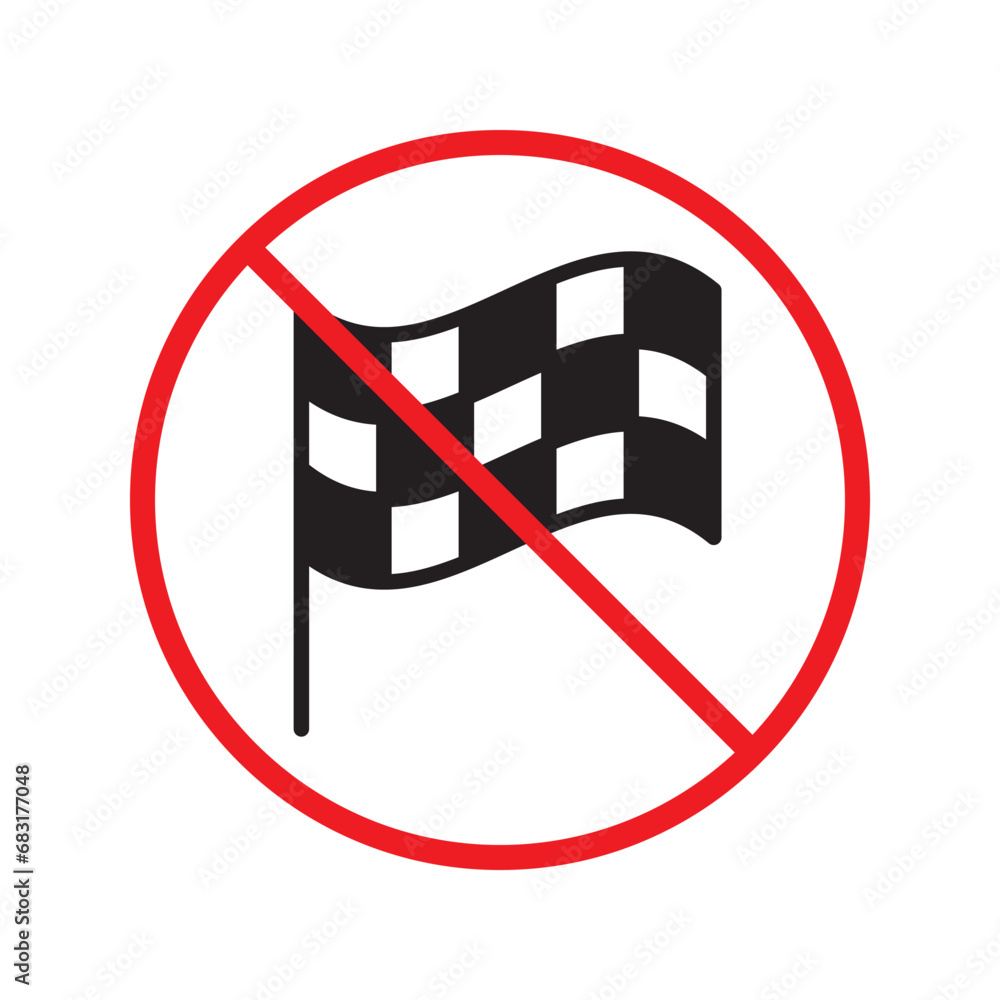 Forbidden formula 1 flag vector icon. Warning, caution, attention ...