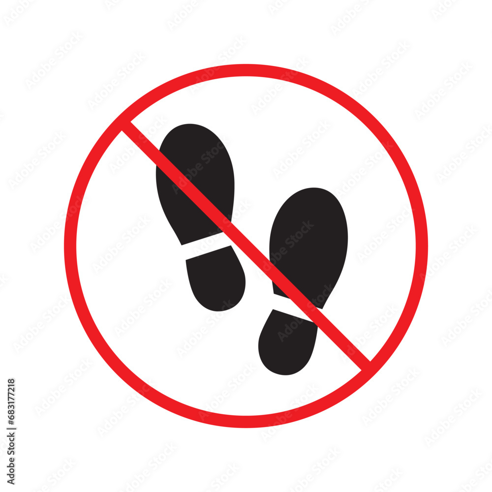 Forbidden foot step vector icon. Warning, caution, attention ...