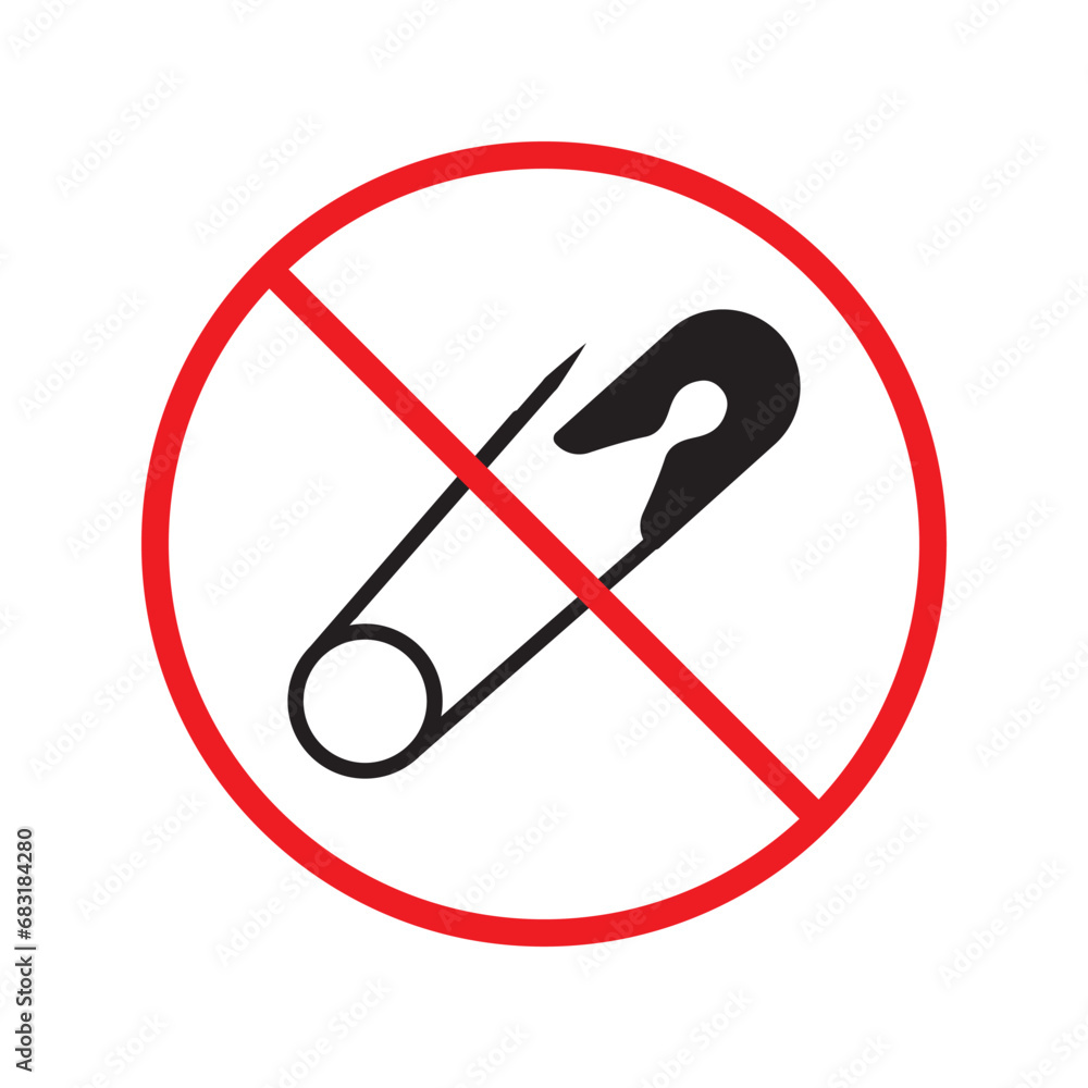 Vetor de Prohibited safety pin vector icon. No safety pin icon ...