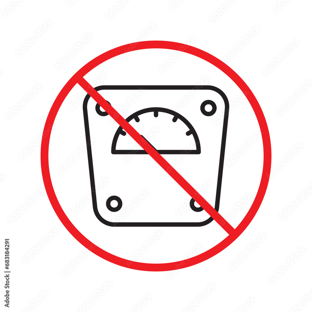 Prohibited scale weight vector icon. No scale weight icon. Forbidden ...