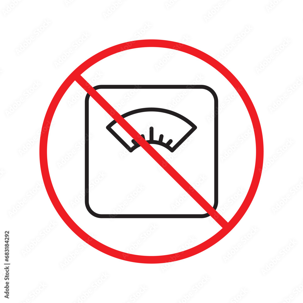 Prohibited scale weight vector icon. No scale weight icon. Forbidden ...
