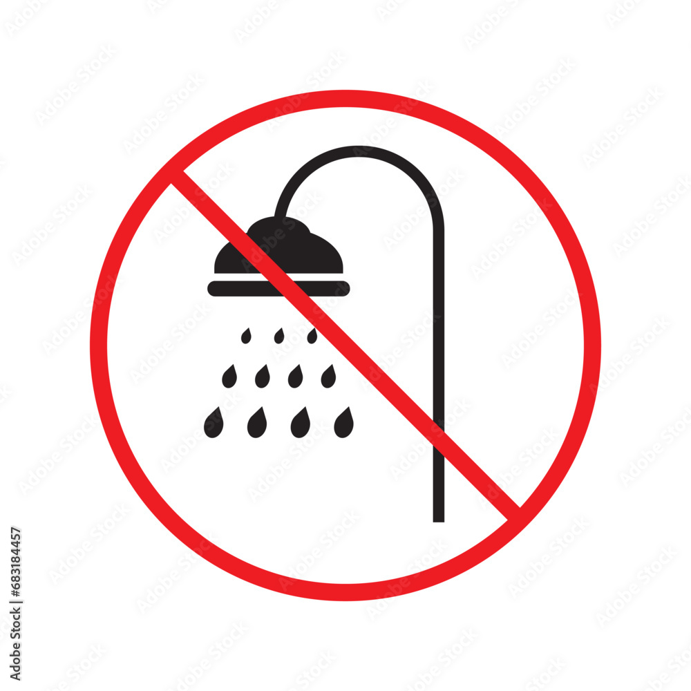 Forbidden shower icon. No shower vector sign. Prohibited Warning shower ...