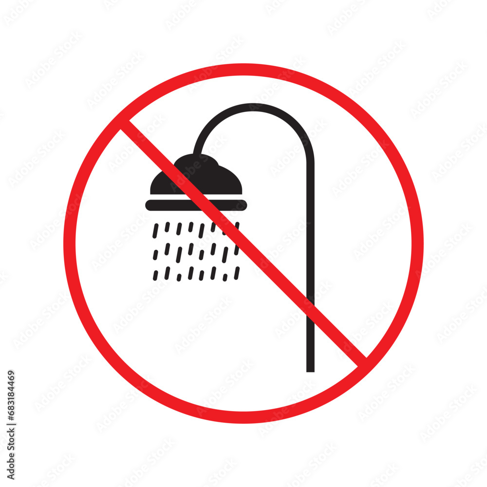 Forbidden shower icon. No shower vector sign. Prohibited Warning shower ...