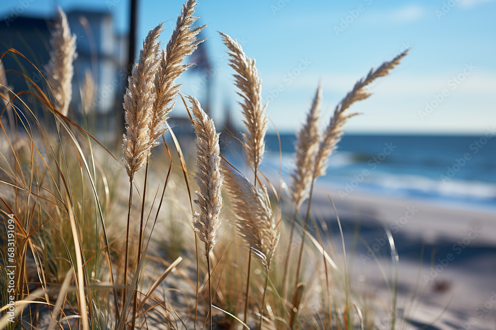 vibrant unique and resilient sea oats that grow in sandy environment of ...