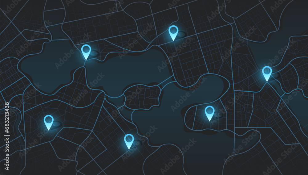 Futuristic travel gps map or location navigator vector illustration ...