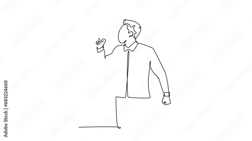 Vidéo Stock Animated self drawing of continuous line draw of young ...