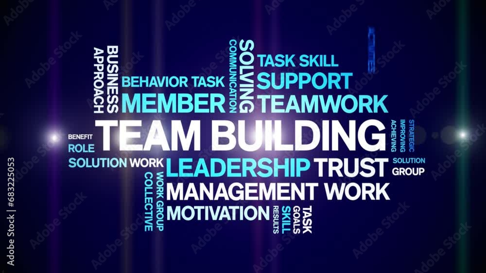 Team Building animated tag word cloud;text design animation kinetic ...