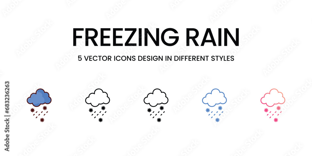 Freezing Rain Icon Design in Five style with Editable Stroke. Line ...