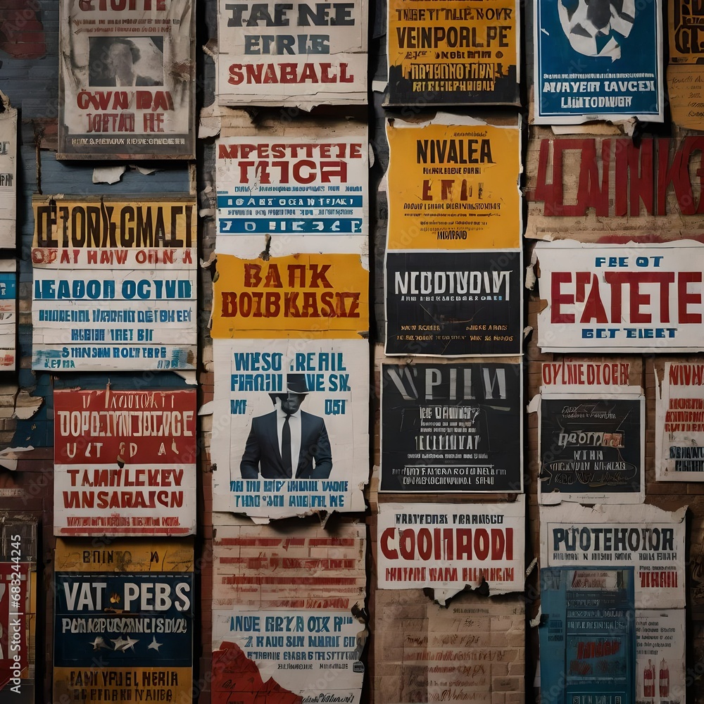 image of a New York City wall with fictional old gig posters at ...