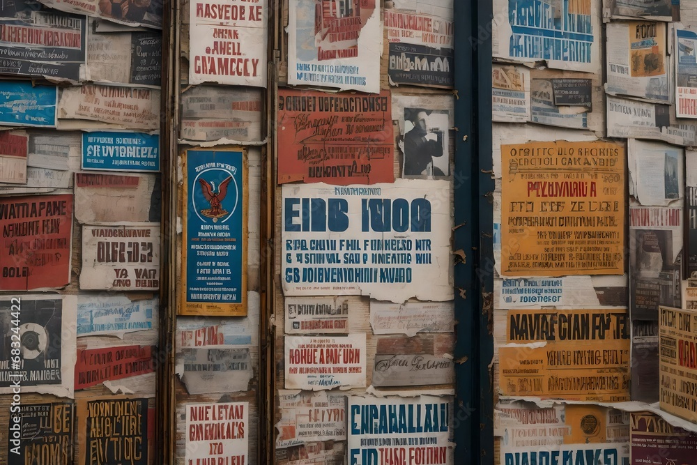 image of a New York City wall with fictional old gig posters at ...