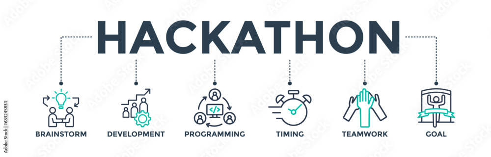 Hackathon banner web icon concept for design sprint-like social coding event with icon of ...