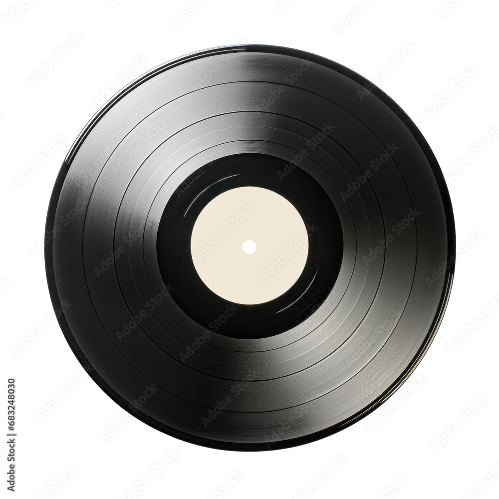 vinyl record with empty label isolated on a transparent background ...